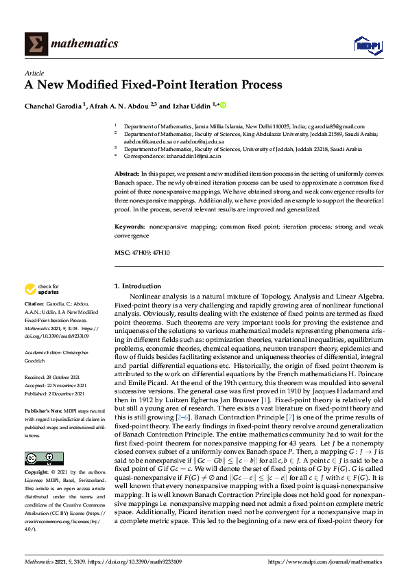 (PDF) A New Modified Fixed-Point Iteration Process