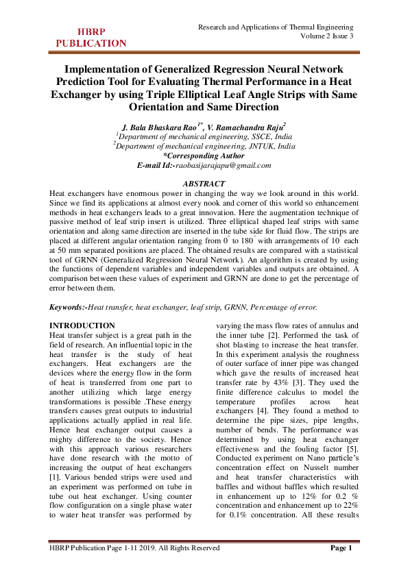 (PDF) Implementation of Generalized Regression Neural Network Prediction Tool for Evaluating ...
