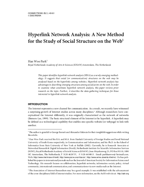 (PDF) Hyperlink network analysis: A new method for the study of social ...