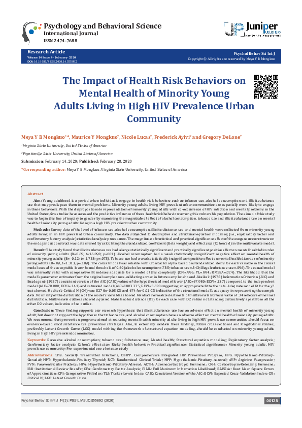 (PDF) Mental Health, Coping Styles, and Risk-Taking Behaviors in Young ...