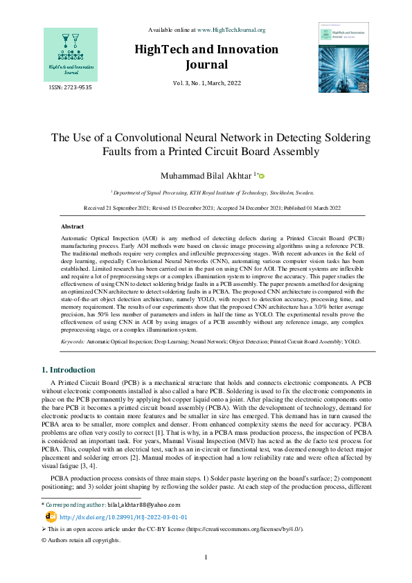 (PDF) The Use of a Convolutional Neural Network in Detecting Soldering Faults from a Printed ...