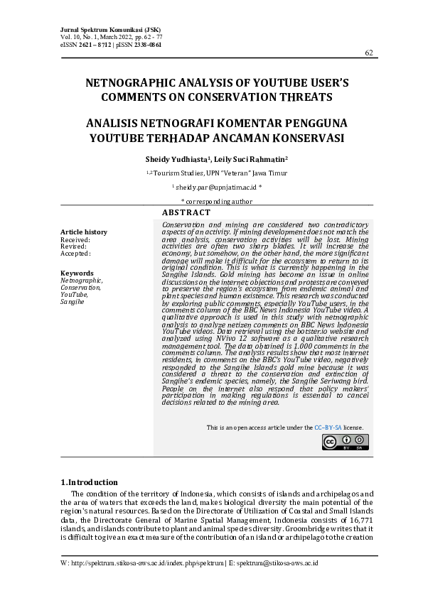 (PDF) Netnographic Analysis of Youtube Users Comments on Conservation ...