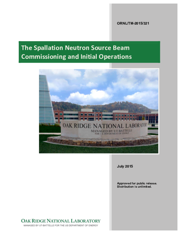 (PDF) The Spallation Neutron Source Beam Commissioning and Initial ...