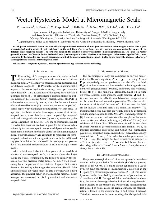 (PDF) Vector Hysteresis Model at Micromagnetic Scale