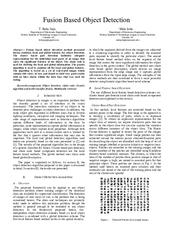(PDF) Fusion based object detection (PDF) Fusion based object detection