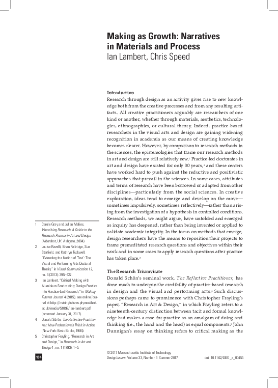 (PDF) Making as Growth: Narratives in Materials and Process