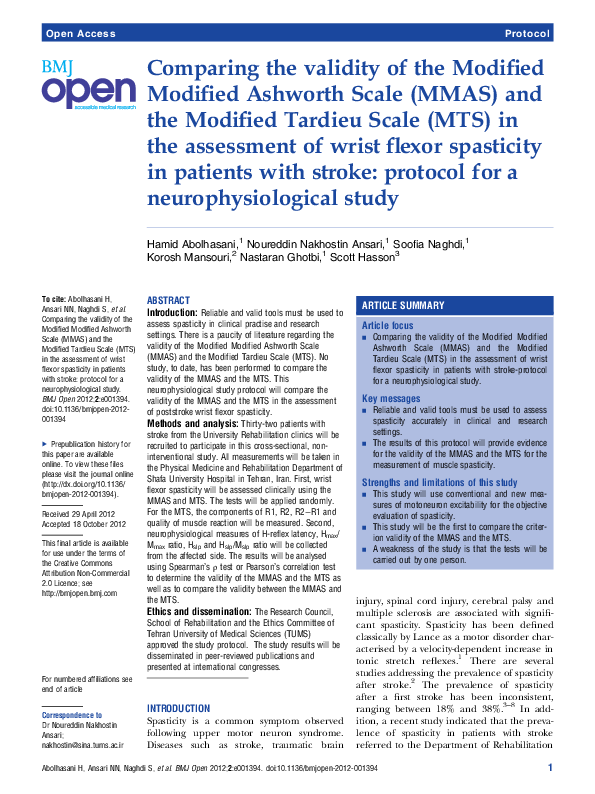 (PDF) Comparing the validity of the Modified Modified Ashworth Scale ...
