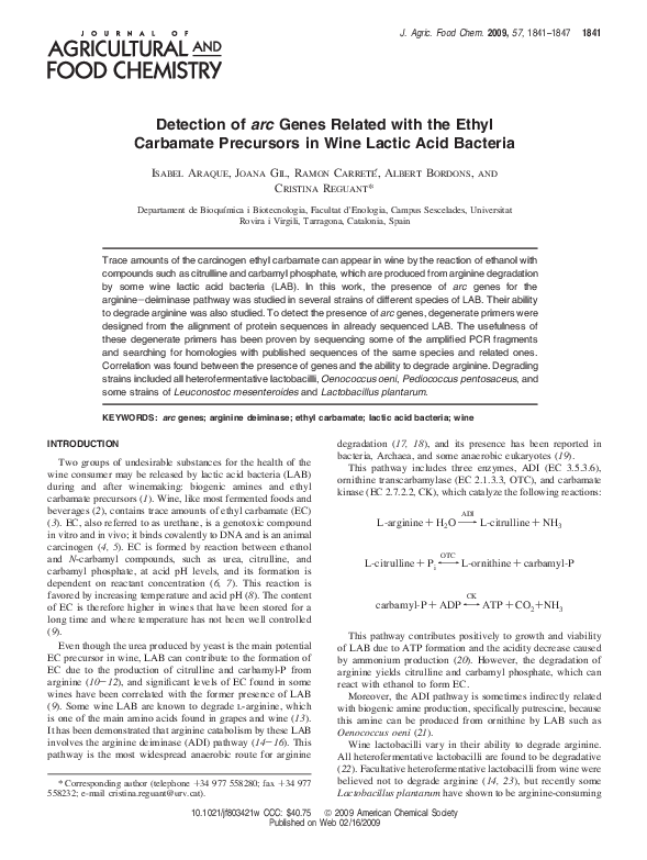 (PDF) Detection of arc Genes Related with the Ethyl Carbamate ...