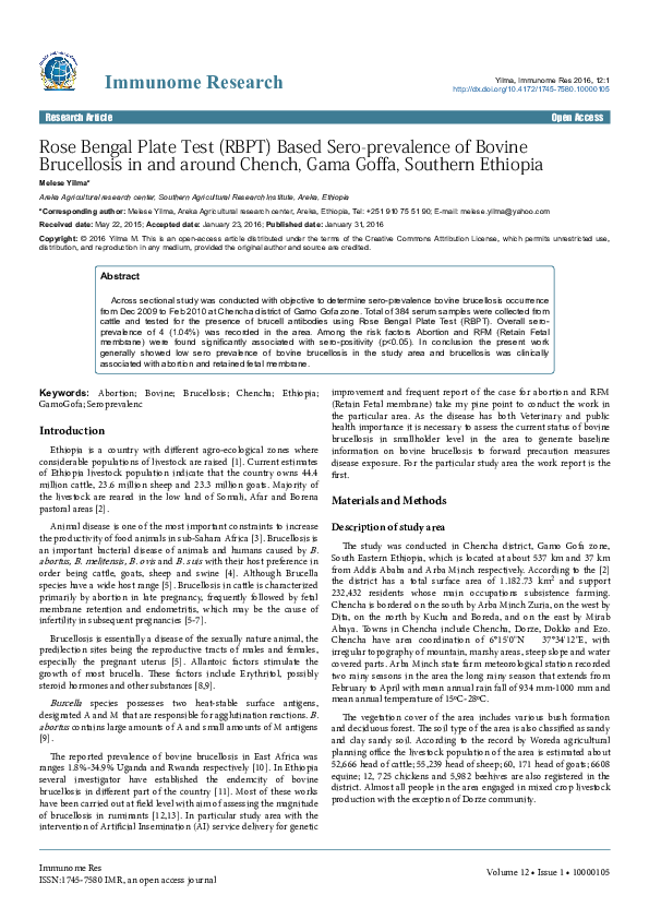(PDF) Rose Bengal Plate Test (RBPT) Based Sero-prevalence of Bovine ...