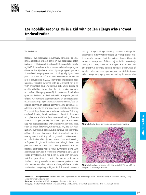 (PDF) Eosinophilic esophagitis in a girl with pollen allergy who showed ...