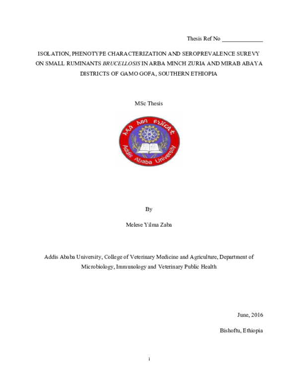 (PDF) Isolation, Phenotype Characterization and Seroprevalence Surevy ...