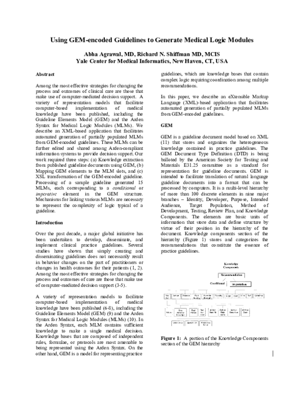 (PDF) Using GEM-encoded guidelines to generate medical logic modules