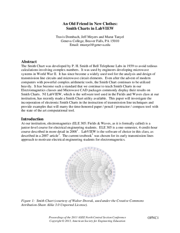 (PDF) An Old Friend in New Clothes: Smith Charts in LabVIEW