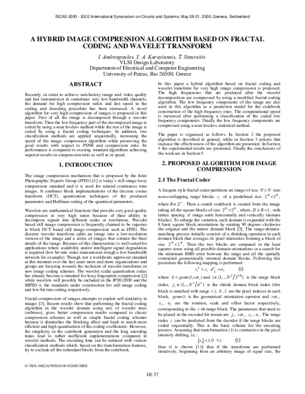 (PDF) A hybrid image compression algorithm based on fractal coding and ...