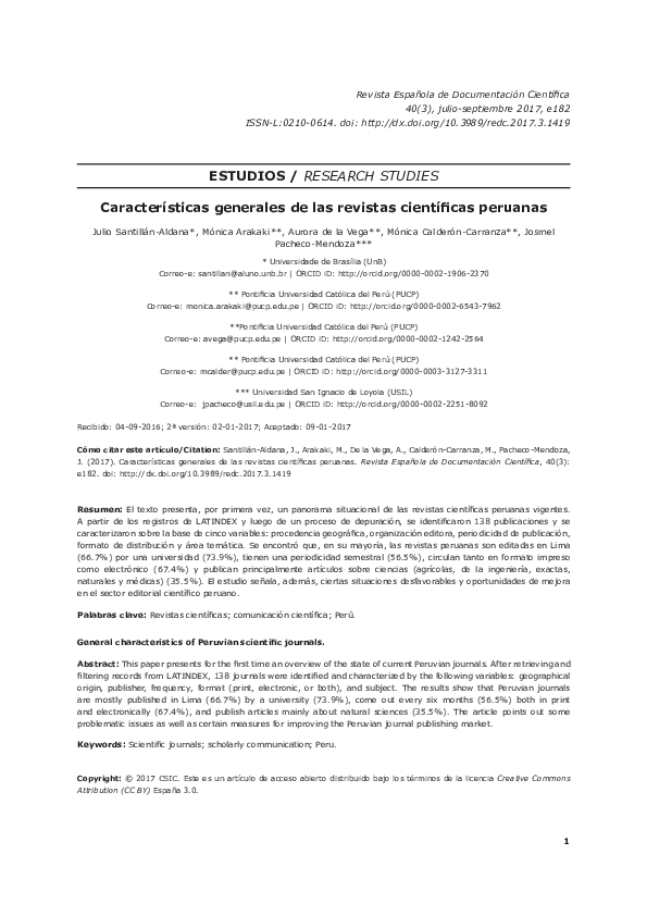 (PDF) Características generales de las revistas científicas peruanas