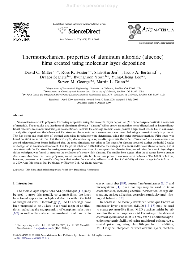 (PDF) Thermomechanical properties of aluminum alkoxide (alucone) films ...