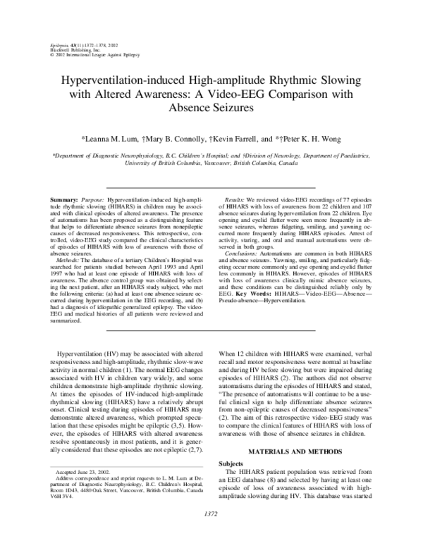 (PDF) Hyperventilation-induced High-amplitude Rhythmic Slowing with ...