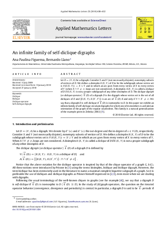 (PDF) An infinite family of self-diclique digraphs