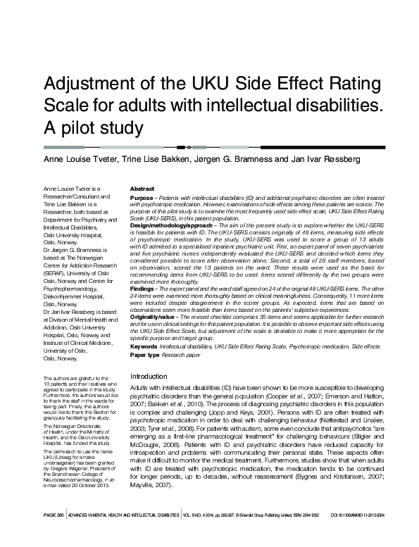 (PDF) Adjustment of the UKU Side Effect Rating Scale for adults with ...