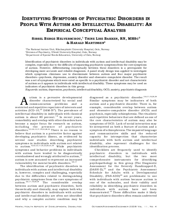 (PDF) Identifying Symptoms of Psychiatric Disorders in People with ...