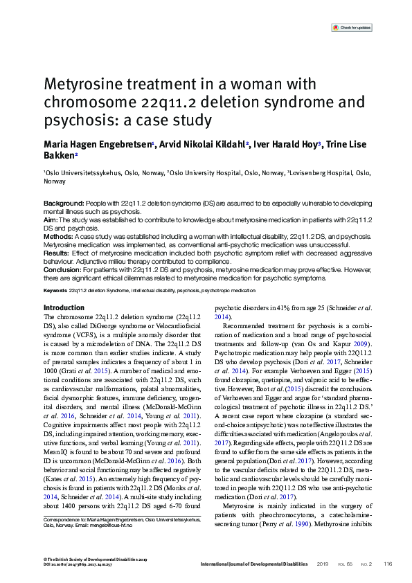 (PDF) Metyrosine treatment in a woman with chromosome 22q11.2 deletion ...