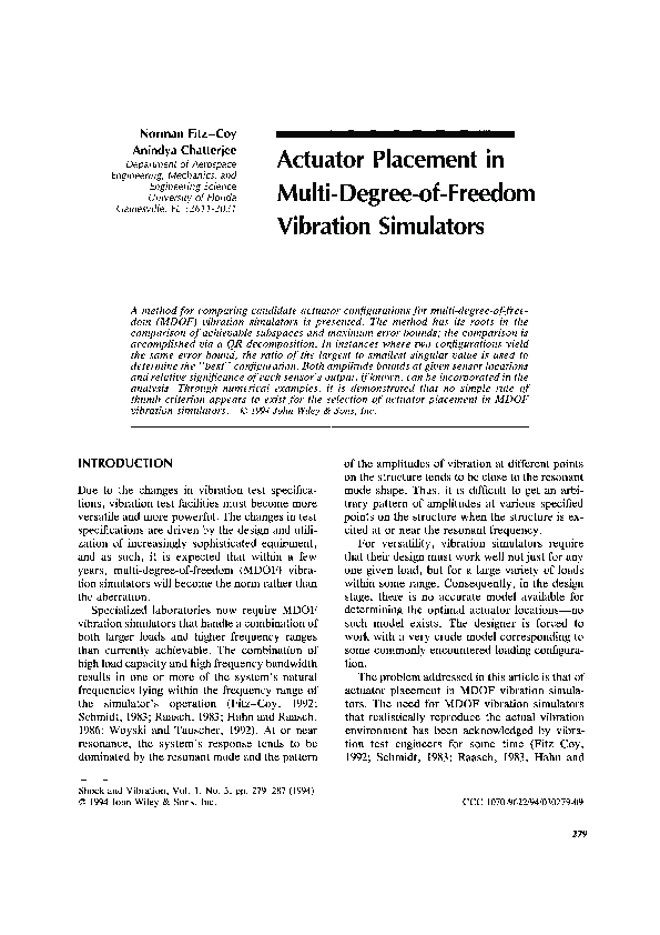 (PDF) Actuator Placement in Multi-Degree-of-Freedom Vibration Simulators