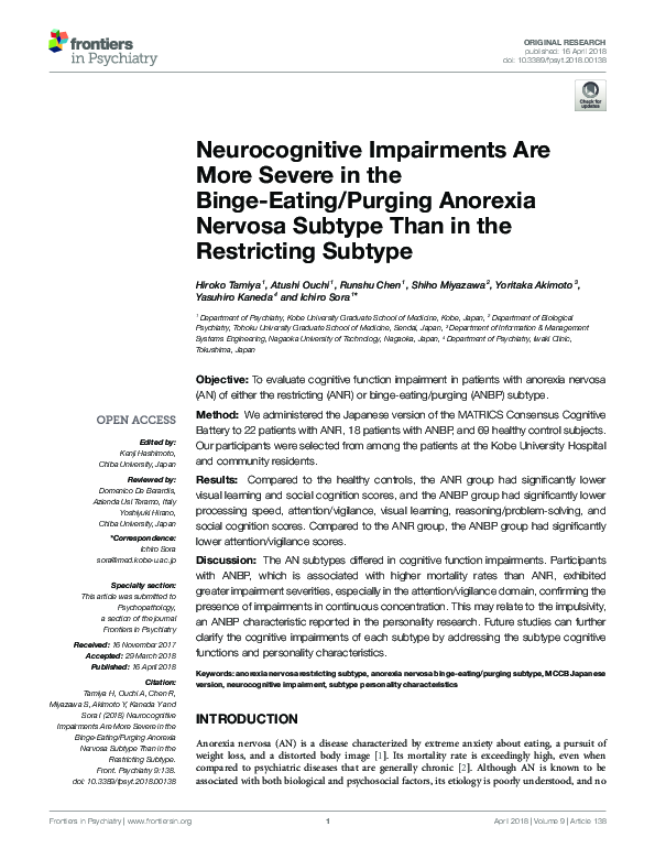 (PDF) Neurocognitive Impairments Are More Severe in the Binge-Eating ...