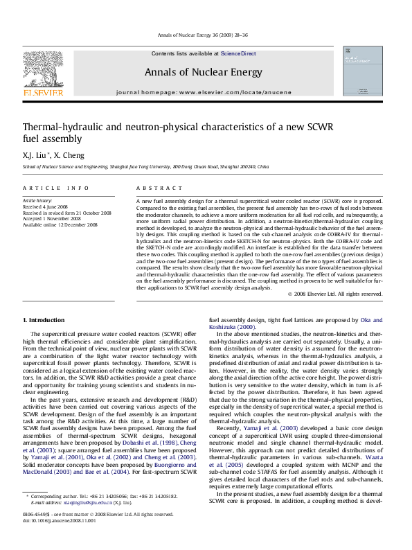 (PDF) Thermal-hydraulic and neutron-physical characteristics of a new ...