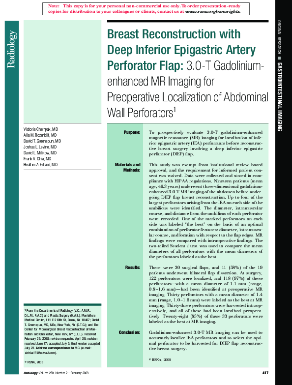 (PDF) Breast reconstruction with the deep inferior epigastric ...