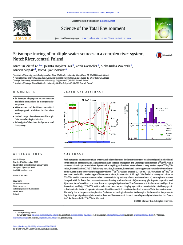 (PDF) Sr isotope tracing of multiple water sources in a complex river ...