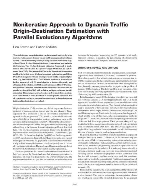 (PDF) Dynamic O-D Estimation via Parallel EAs