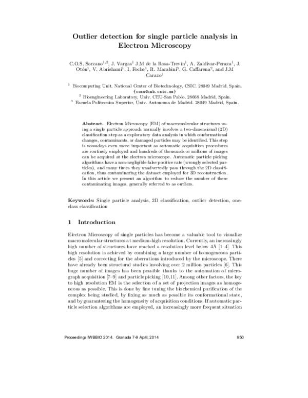 (PDF) Outlier detection for single particle analysis in Electron Microscopy
