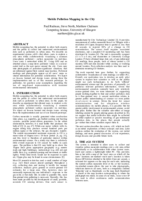 (PDF) Mobile pollution mapping in the city