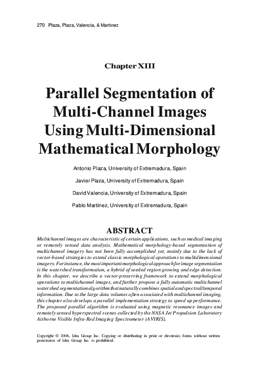 (PDF) Parallel Segmentation of Multi-Channel Images Using Multi-Dimentional Mathematical Morphology