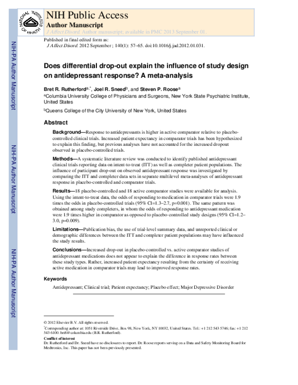 (PDF) Does differential drop-out explain the influence of study design ...