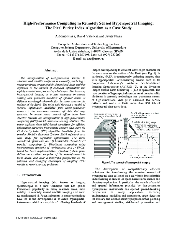 (PDF) High-performance computing in remotely sensed hyperspectral imaging: The pixel purity ...