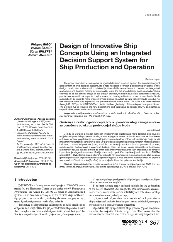 (PDF) Design of innovative ship concepts using an integrated decision ...