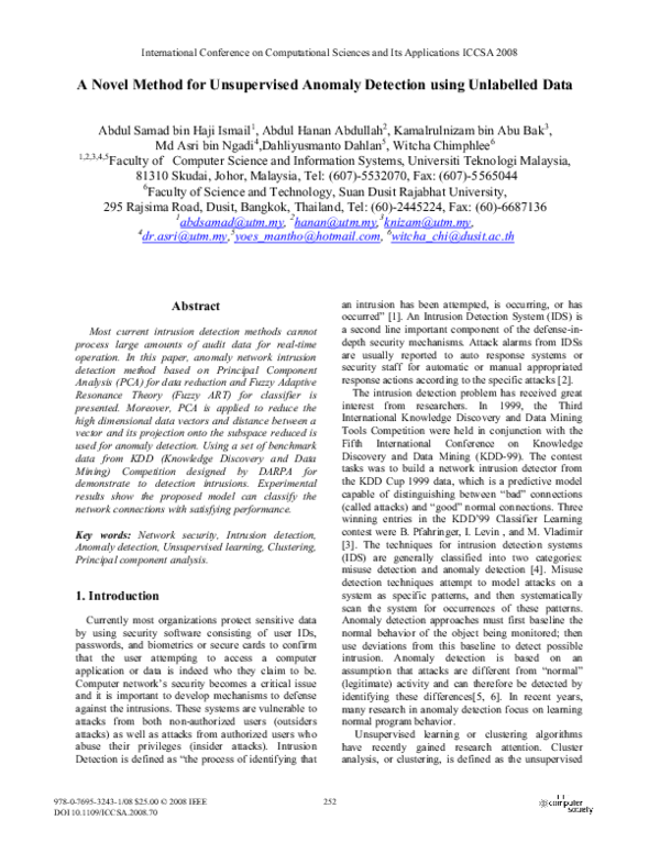 (PDF) A Novel Method for Unsupervised Anomaly Detection Using Unlabelled Data