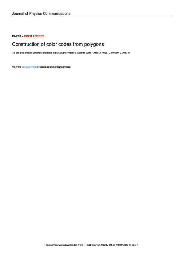 (PDF) Construction of color codes from polygons