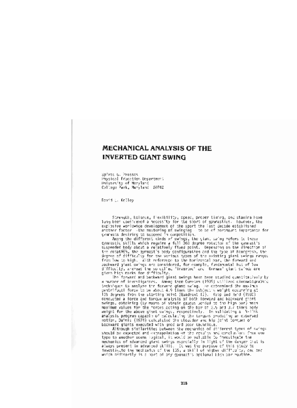 (PDF) Mechanical Analysis of the Inverted Giant Swing