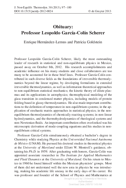 (PDF) Obituary: Professor Leopoldo García-Colín Scherer