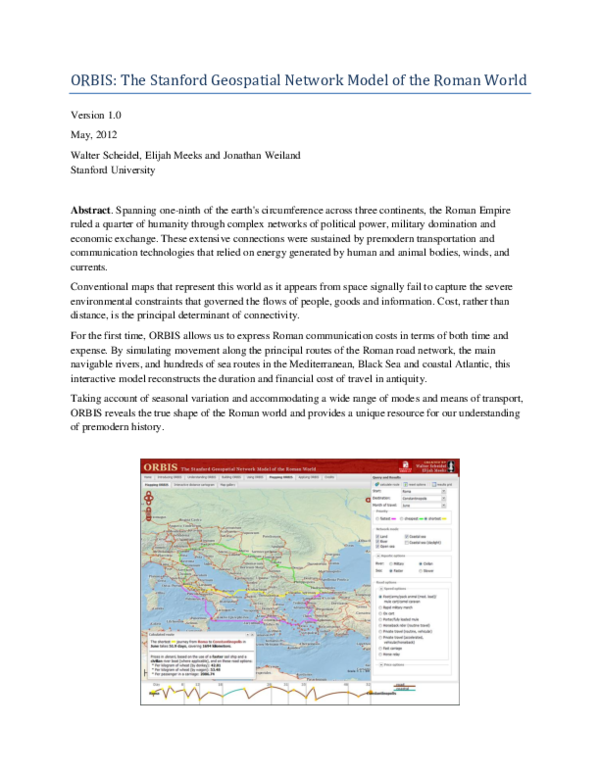 (PDF) Orbis: The Stanford Geospatial Network Model of the Roman World