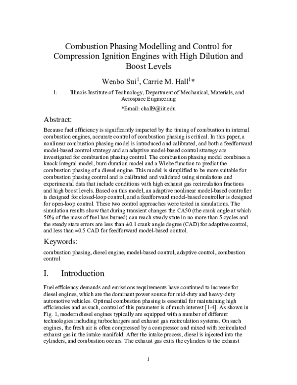 (PDF) Combustion phasing modeling and control for compression ignition ...