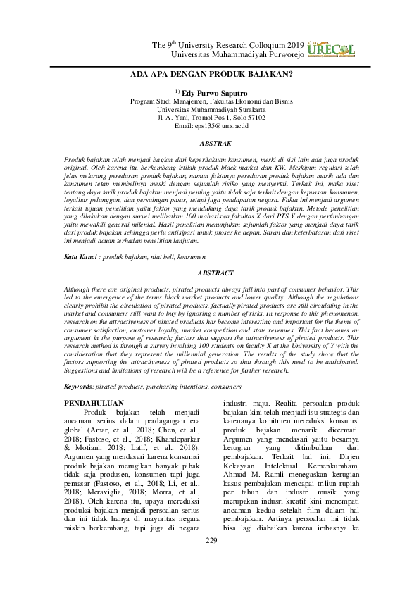 (PDF) Ada Apa Dengan Produk Bajakan