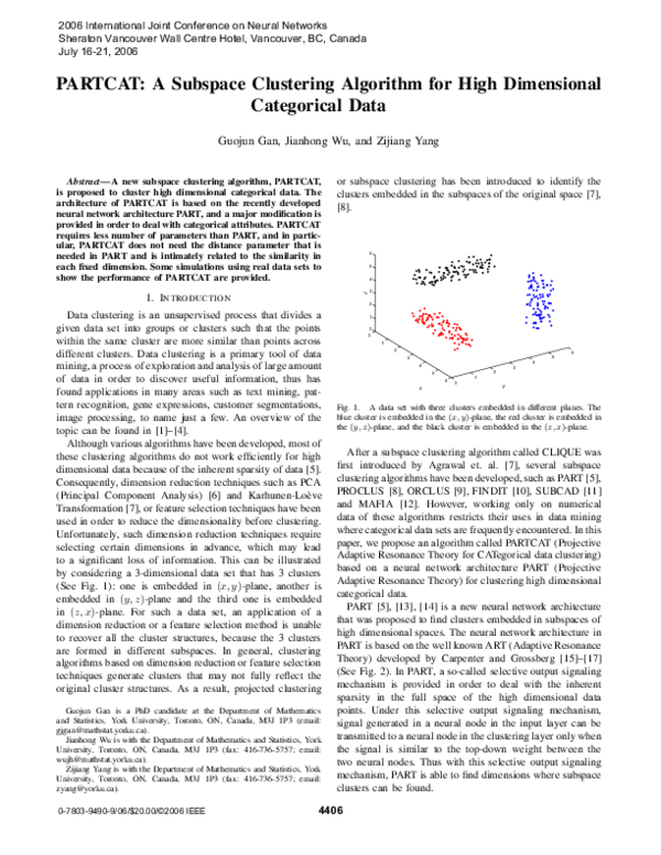 (PDF) PARTCAT: A Subspace Clustering Algorithm for High Dimensional Categorical Data