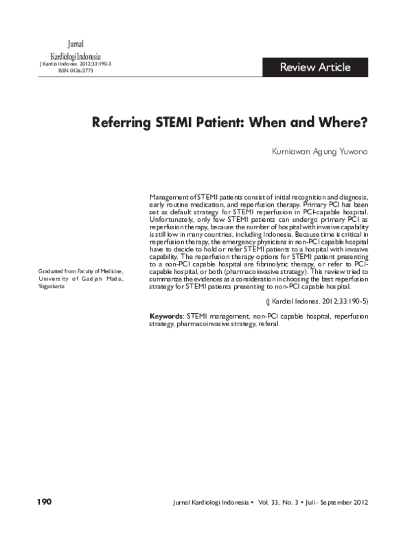 (PDF) Referring STEMI Patient: When and Where?