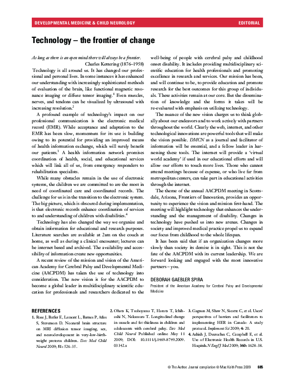 (PDF) Technology - the frontier of change