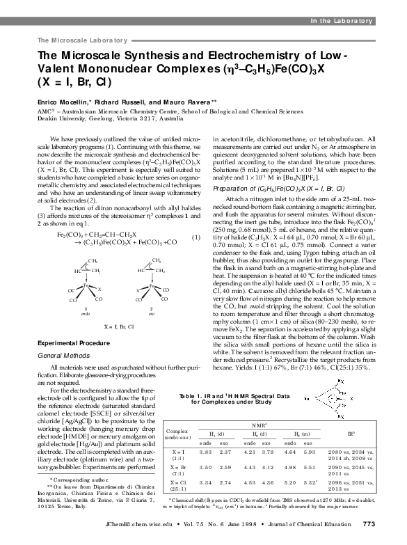 (PDF) The Microscale Synthesis and Electrochemistry of Low-Valent ...