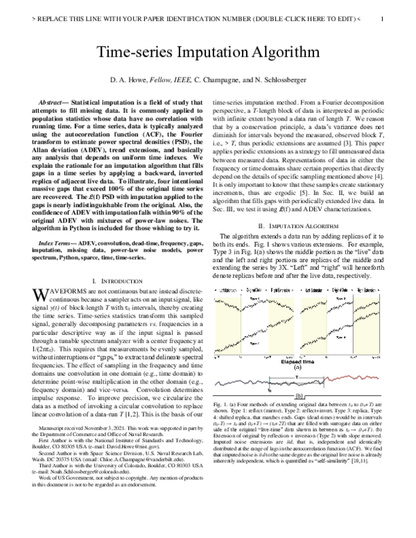 (PDF) Time-series Imputation Algorithm