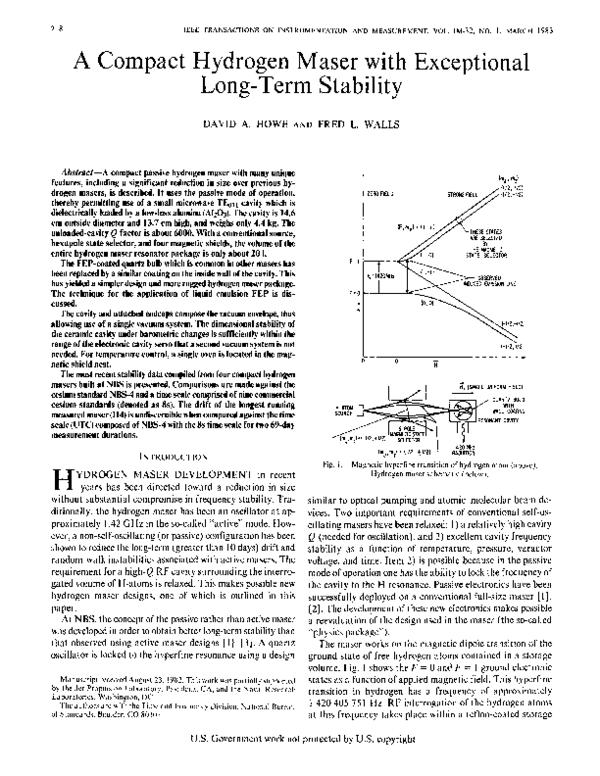 (PDF) A Compact Hydrogen Maser with Exceptional Long-Term Stability